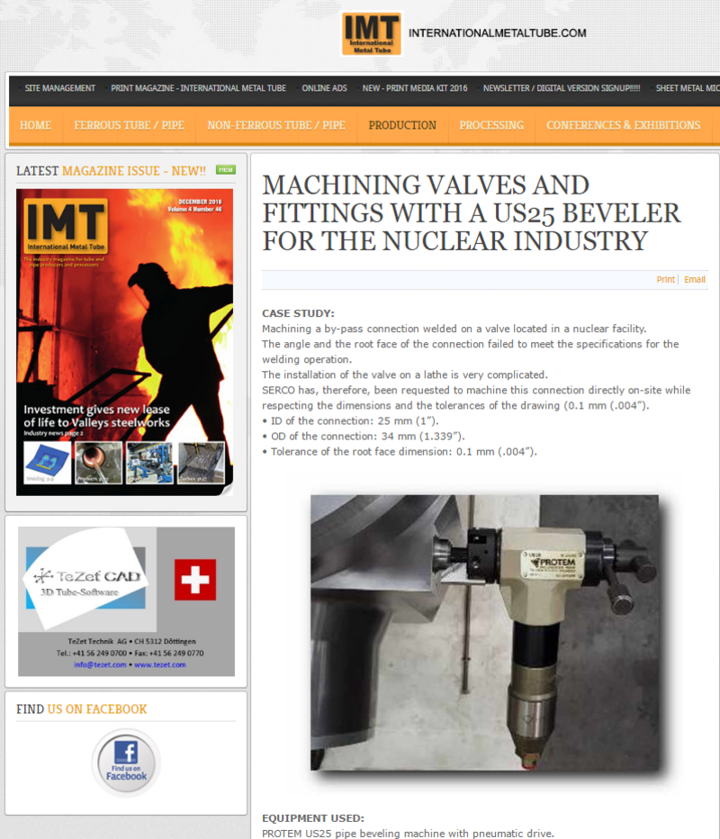 Machining valves and fittings with a us25 beveler for the nuclear industry